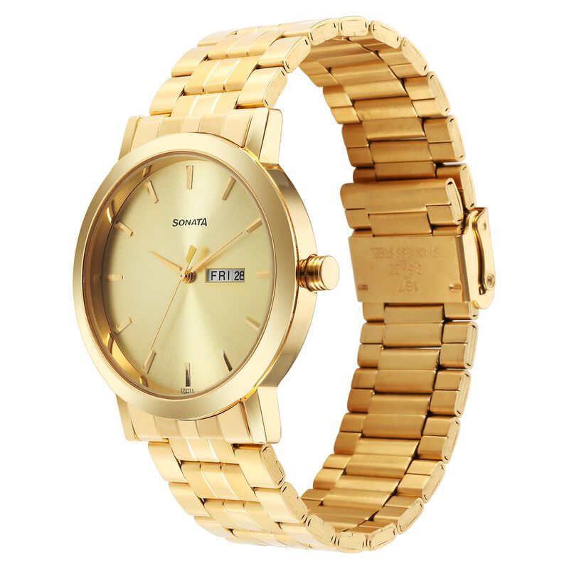 Buy Online Sonata Utsav Champagne Dial Watch for Men - ns77108ym07 | Titan