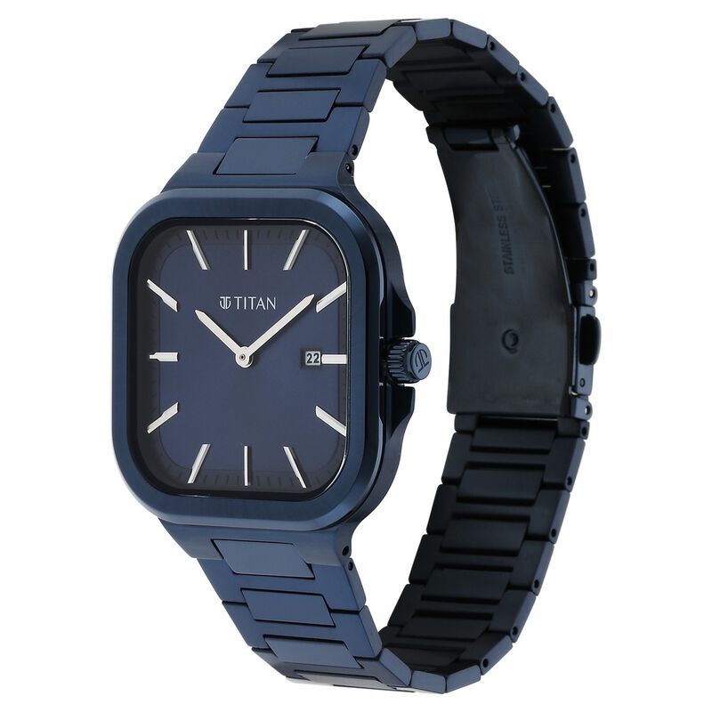 Buy Online Titan Classique Slim Square Quartz Analog with Date Blue ...