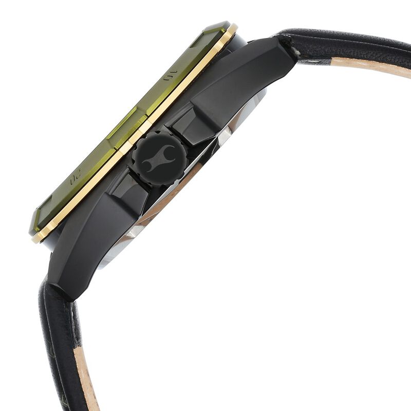 Buy Online Fastrack Automatics Black Dial Leather Strap Watch for Guys ...