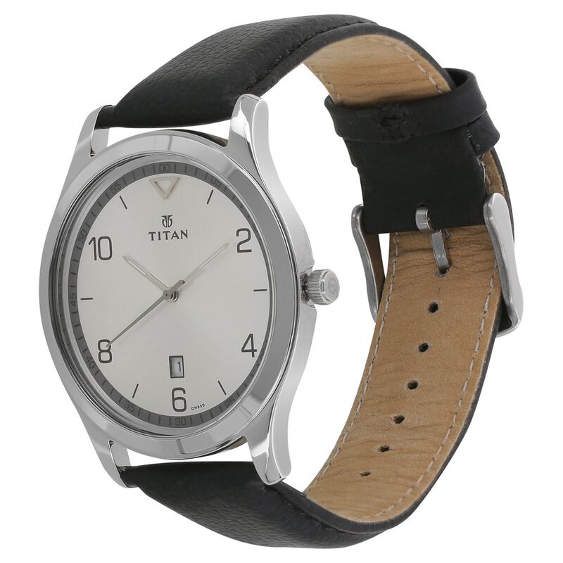 Buy Online Titan Workwear White Dial Analog with Date Leather Strap ...