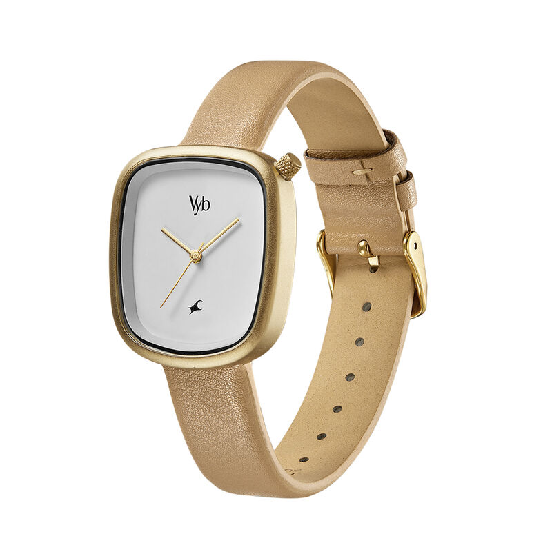 Buy Online Fastrack Vyb Prodigy Quartz Analog White Dial Leather Strap ...