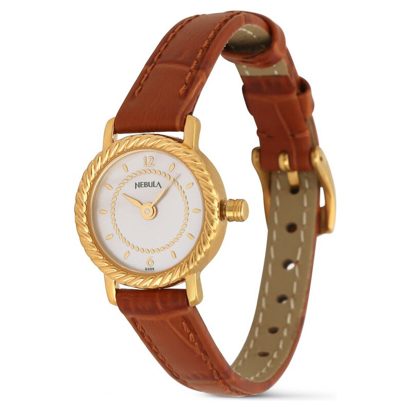 Buy Online Nebula Quartz Analog Mother of Pearl Dial Leather Strap ...
