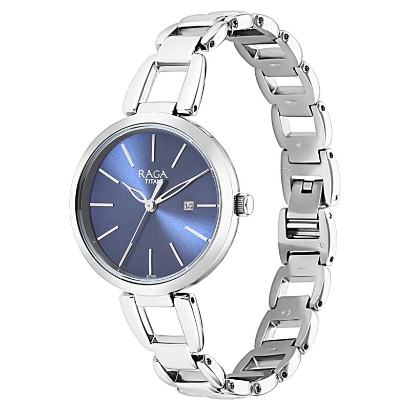 Buy Online Titan Raga Viva Blue Dial Analog with Date Silver Metal ...