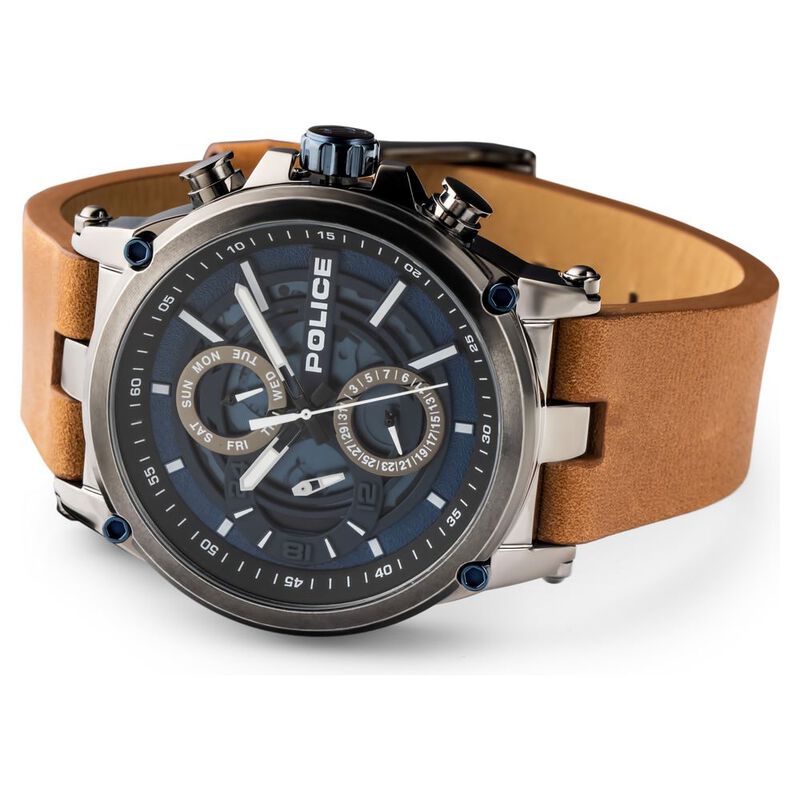 Buy Online Police Quartz Multifunction Blue Dial Leather Strap Watch ...