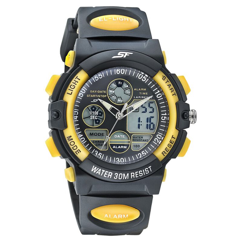 Buy Online SF Quartz Analog Digital Black Dial PU Strap Watch for Men ...
