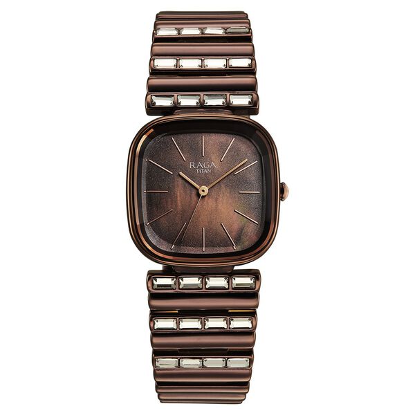 Buy Online Titan Raga Glimmers Quartz Analog Brown Mother Of Pearl Dial Brown Metal Strap Watch ...