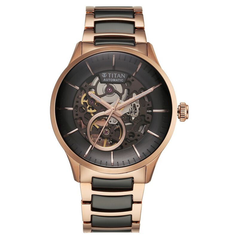 Buy Online Titan Ceramic Fusion Automatic Black Dial Rose Gold Dual ...
