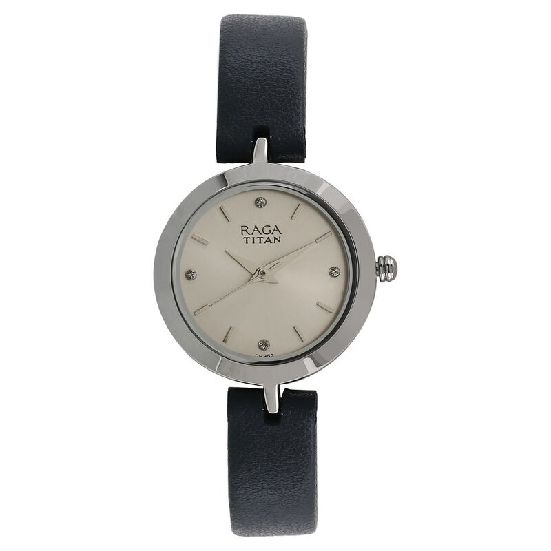 Buy Online Titan Raga White Dial Women Watch With Leather Strap ...