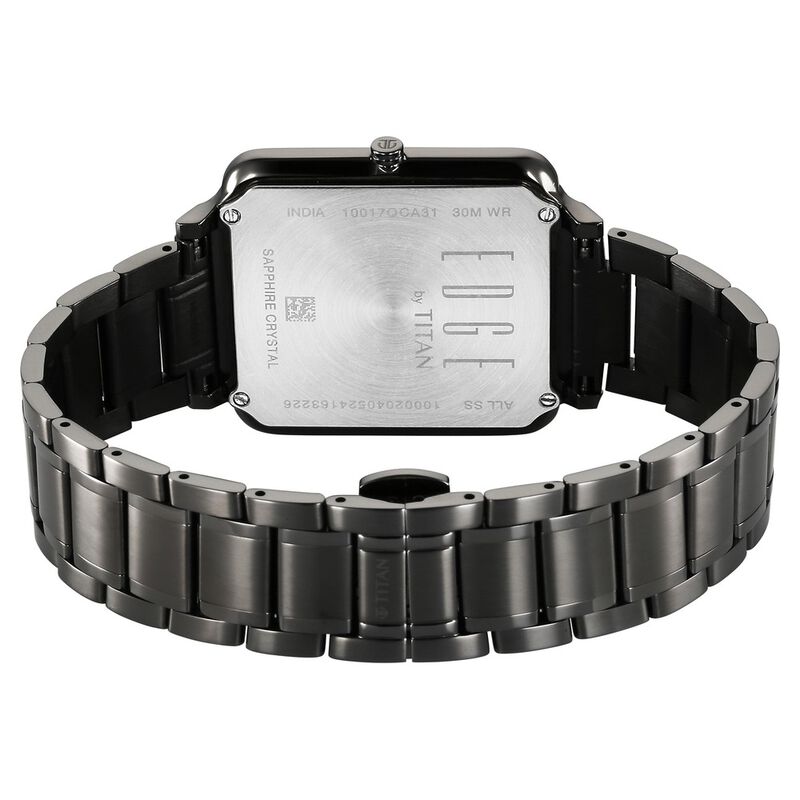 Buy Online Titan Edge Quad Quartz Analog Blue Dial With Grey Stainless ...