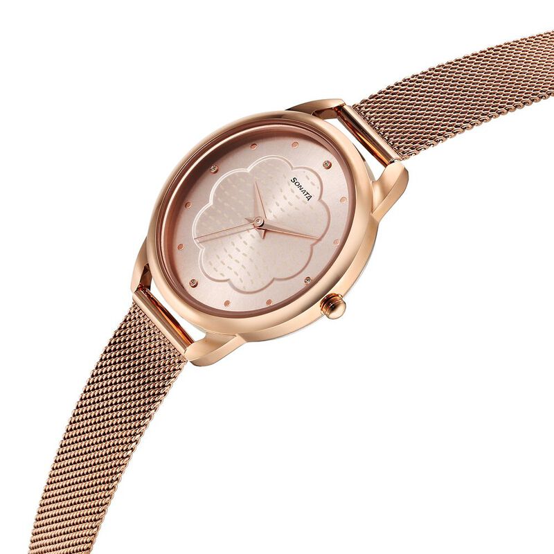 Buy Online Sonata Wedding Quartz Analog Rose Gold Dial Stainless Steel ...