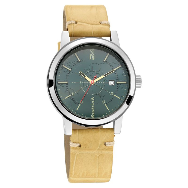 Buy Online Fastrack Tripster Quartz Analog Green Dial Leather Strap ...