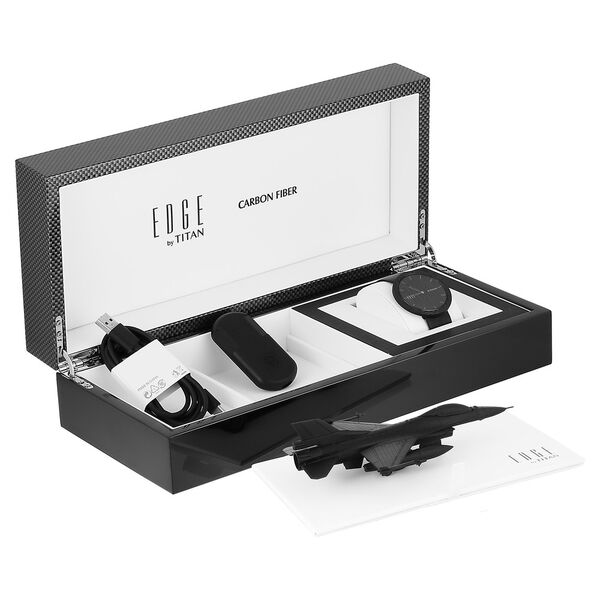 Buy Online Titan Edge Carbon Fibre Quartz Analog Black Dial Leather ...