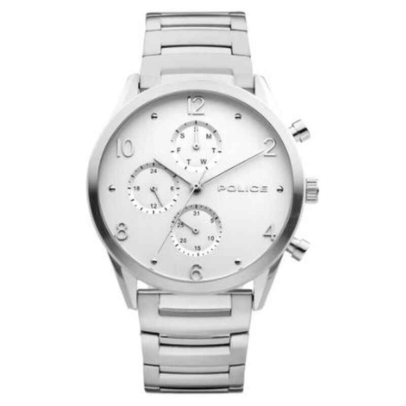 Buy Online Police Quartz Multifunction Silver Dial Leather Strap Watch ...