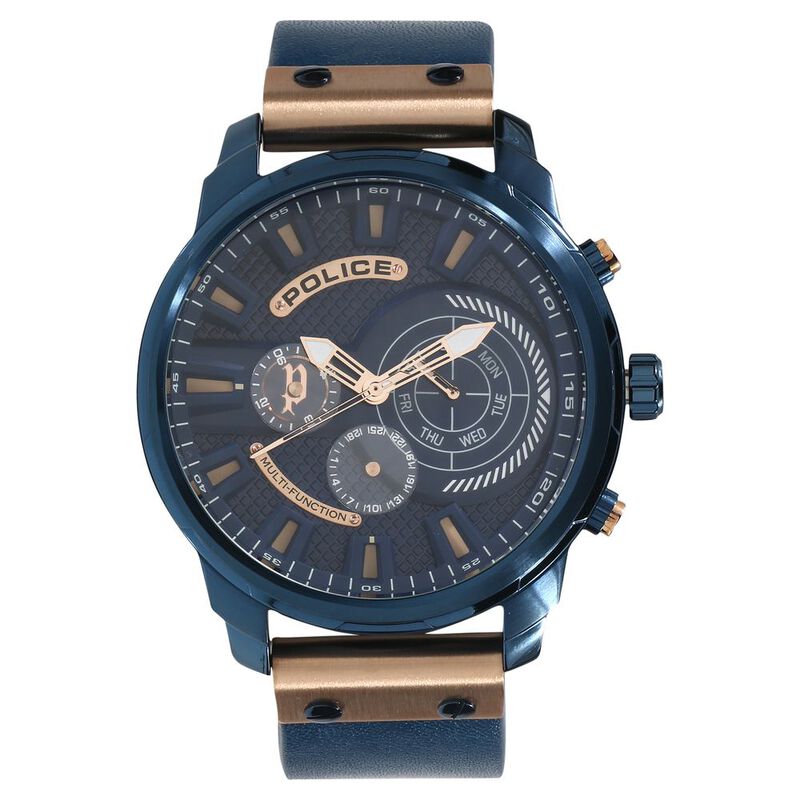 Buy Online Police Quartz Multifunction Blue Dial Leather Strap Watch ...