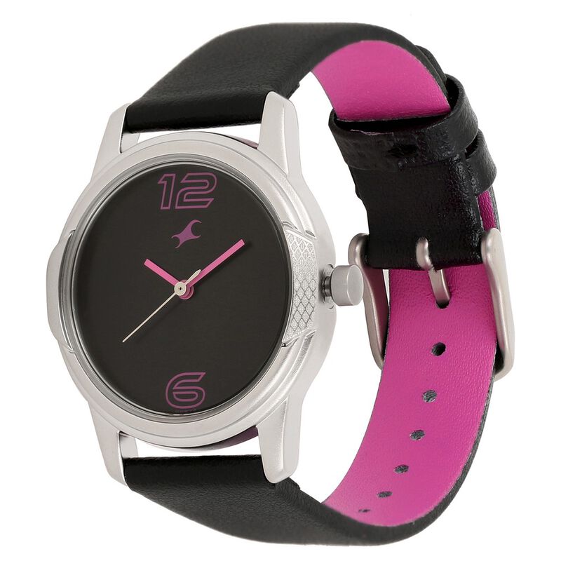Buy Online Fastrack Quartz Analog Black Dial Leather Strap Watch for ...