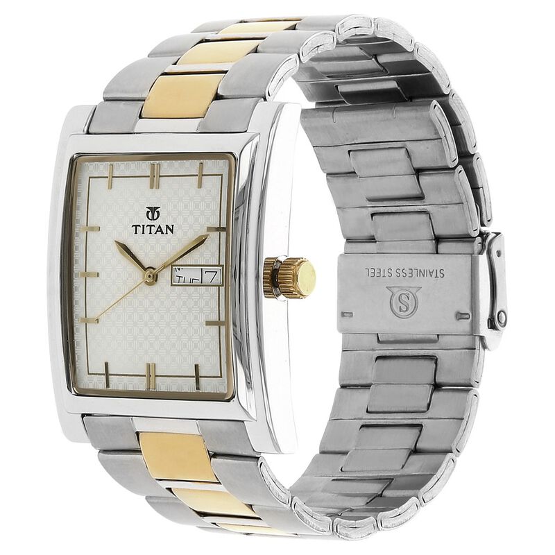 Buy Online Titan Quartz Analog with Day and Date Silver Dial Stainless ...