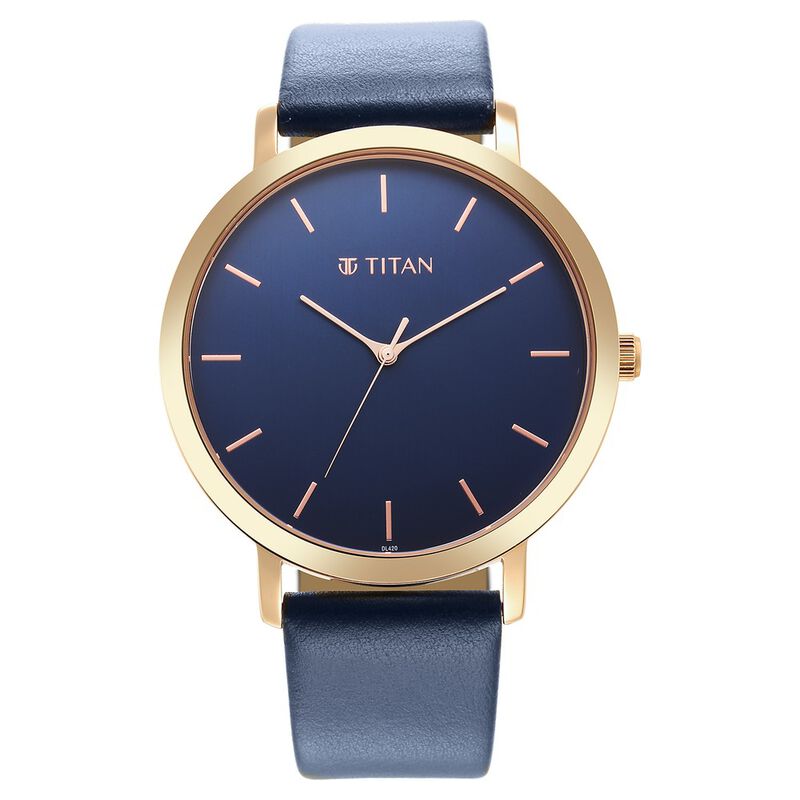 Buy Online Titan Memento Blue Dial Analog Leather Strap watch for Men ...