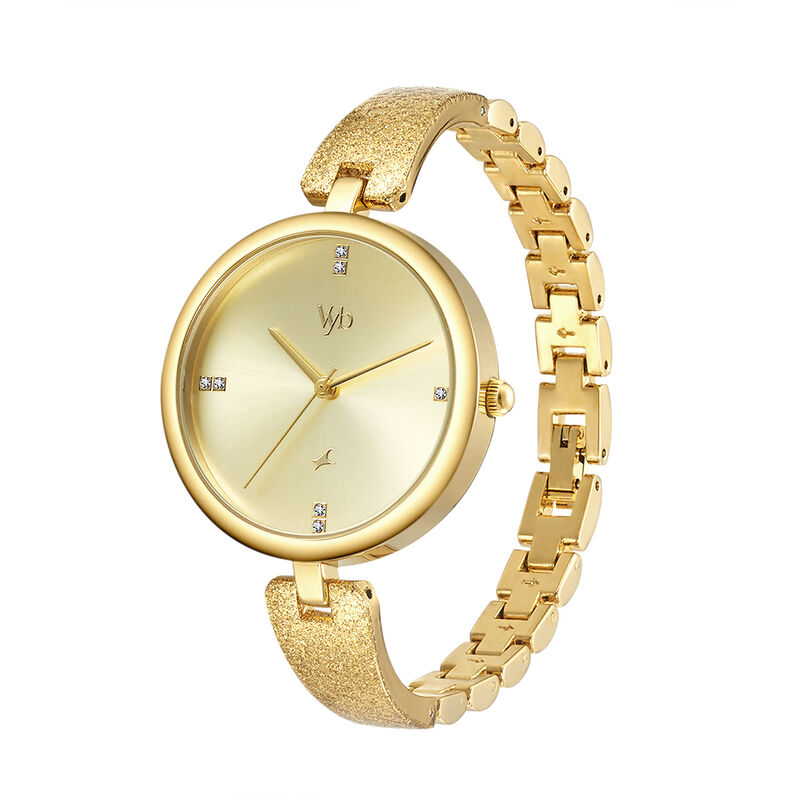 Buy Online Fastrack Vyb Diva Quartz Analog Golden Dial Metal Strap ...