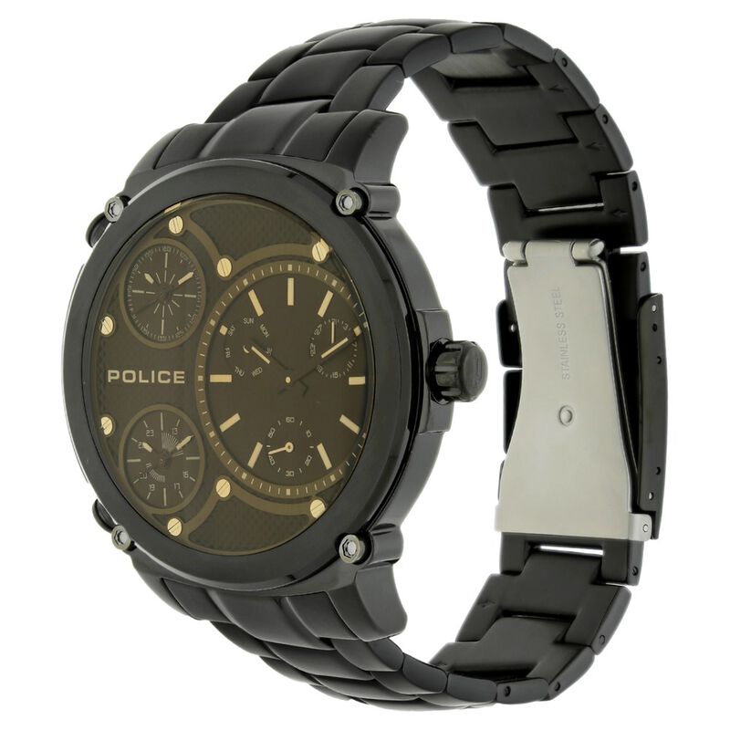 Buy Online Police Quartz Multifunction Black Dial Metal Strap Watch for ...