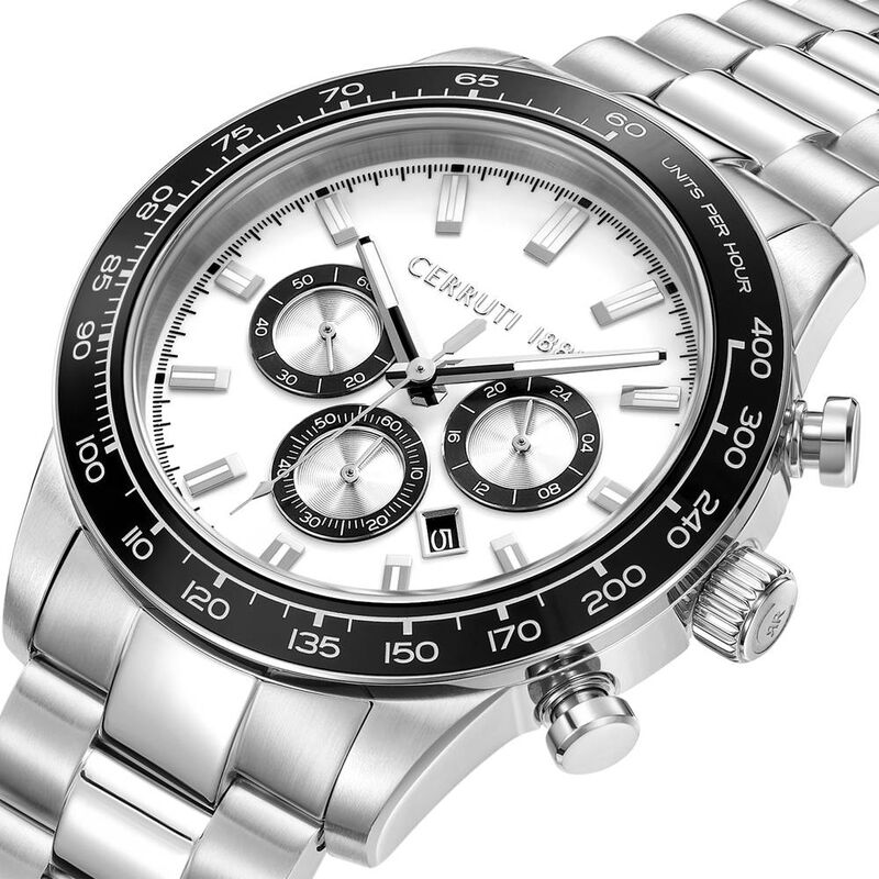 Buy Online Cerruti 1881 Quartz Chronograph White Dial Stainless Steel ...