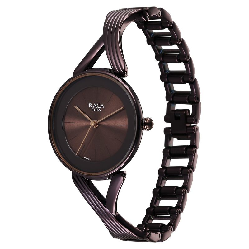 Buy Online Titan Raga Chic Quartz Analog Brown Dial Metal Strap Watch ...