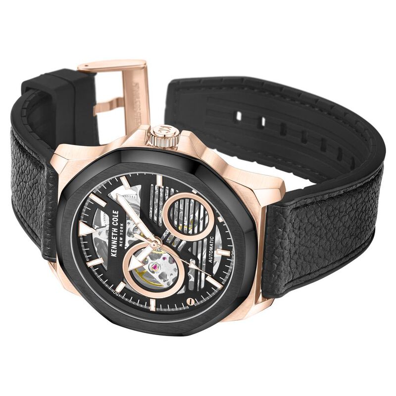 Buy Online Kenneth Cole Automatic Black dial Leather Strap Watch for ...