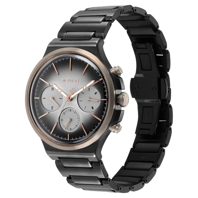 Buy Online Titan Quartet Grey Dial Analog with Day and Date Stainless ...