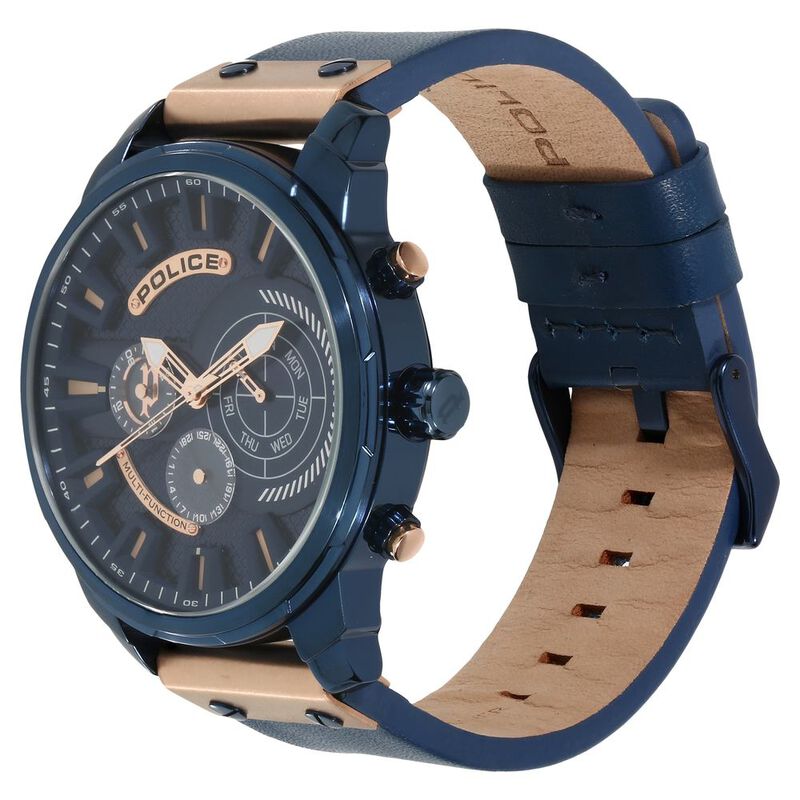 Buy Online Police Quartz Multifunction Blue Dial Leather Strap Watch ...