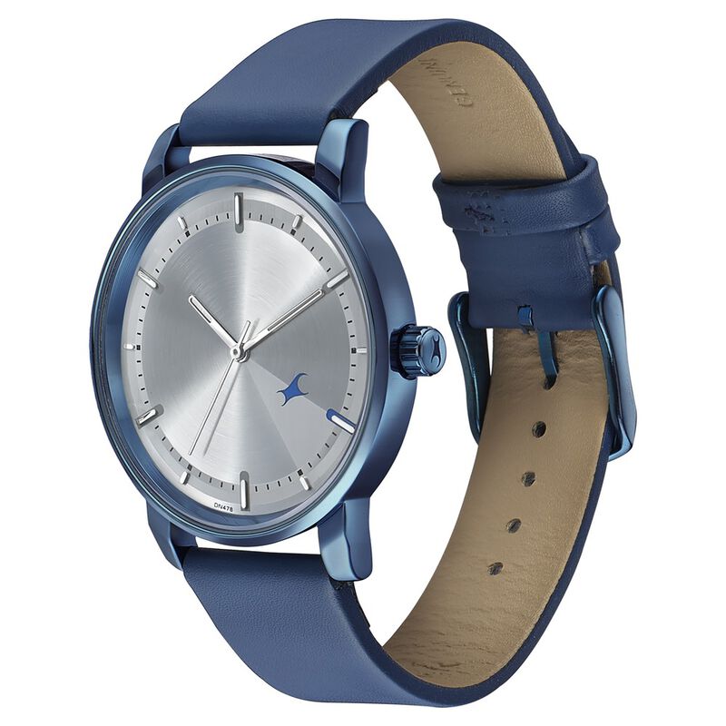 Buy Online Fastrack Style Up Silver Dial Leather Strap Watch for Guys ...