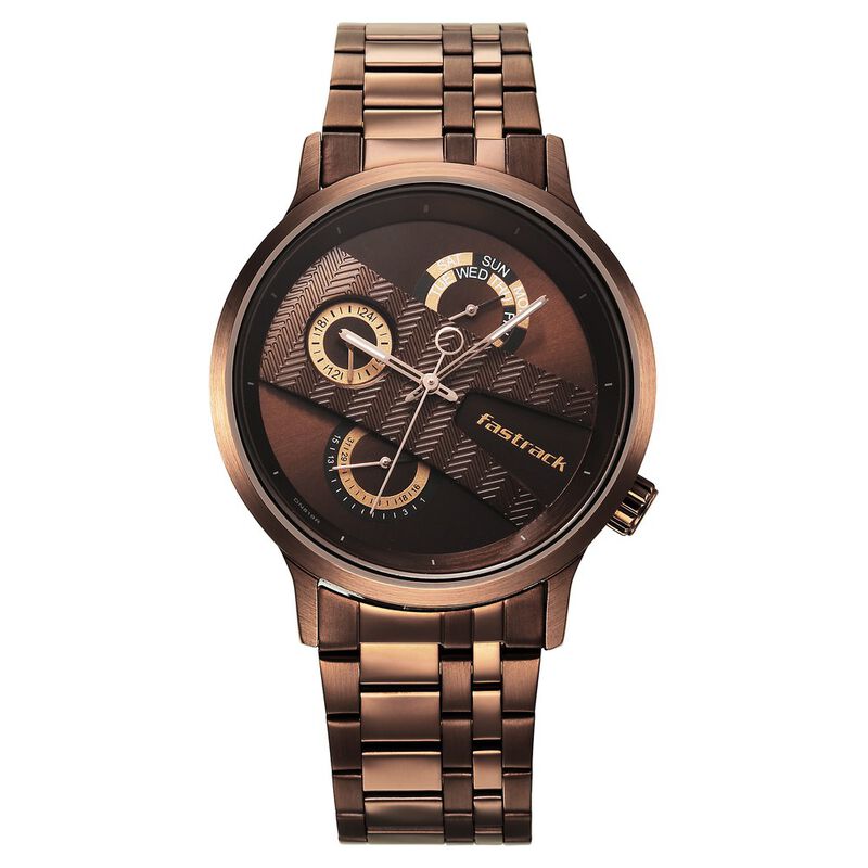 Buy Online Fastrack Exuberant Quartz Multifunction Brown Dial Stainless ...