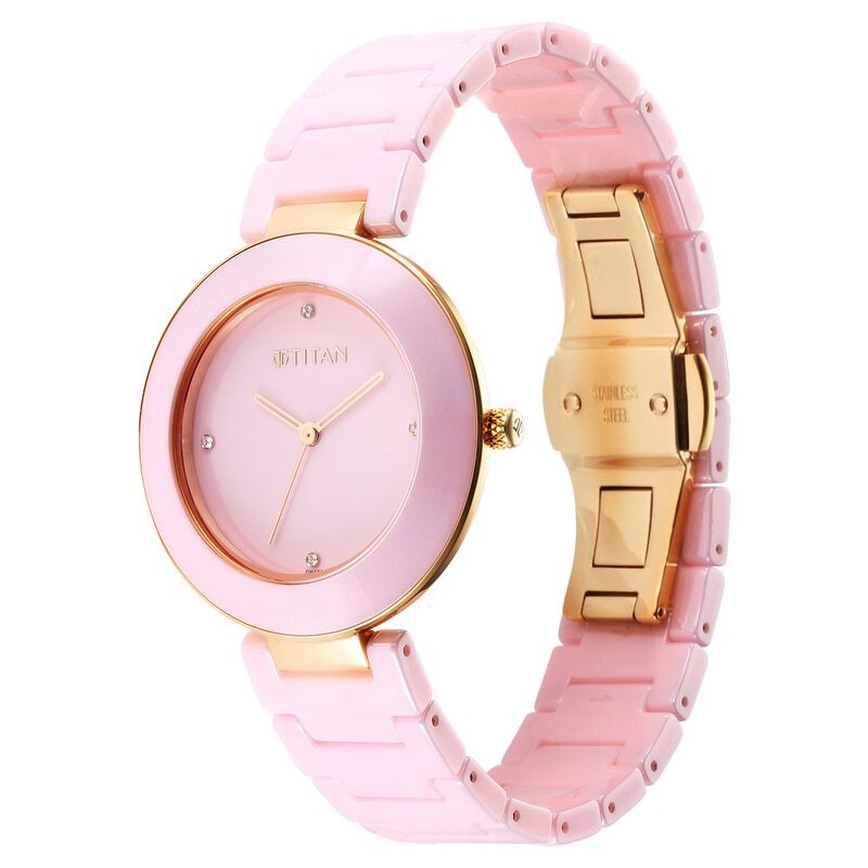 Buy Online Titan Purple CeramicsPink Dial Analog Ceramic Strap watch ...
