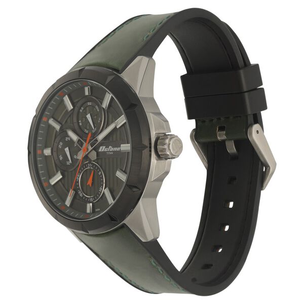 Buy Online Titan Quartz Multifunction Black Dial Silicone and Leather ...
