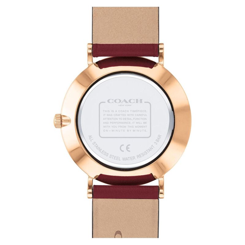 Buy Online Coach Quartz Analog Red Dial Leather Strap Watch for Women ...