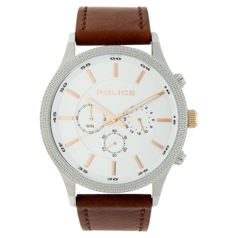 Buy Online Police Quartz Chronograph Silver Dial Leather Strap Watch ...