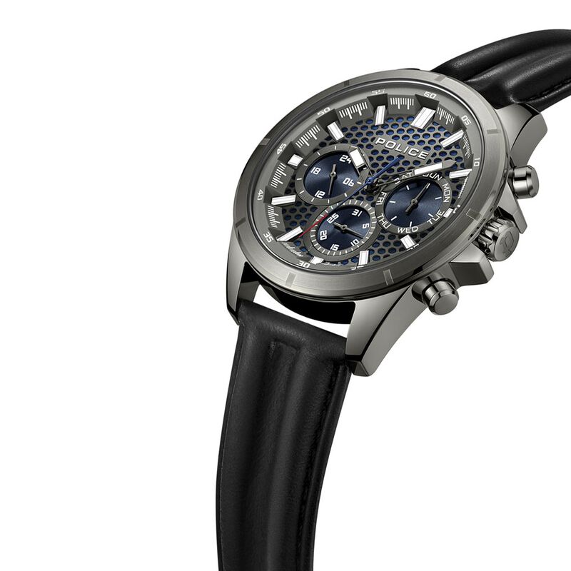 Buy Online Police Blue Dial Black Strap Multifunction Watch for Men ...