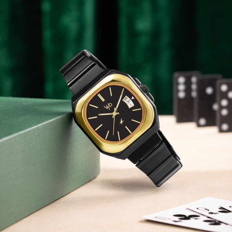 Buy Online Vyb Pioneer By Fastrack Quartz Analog Black Dial Black ...
