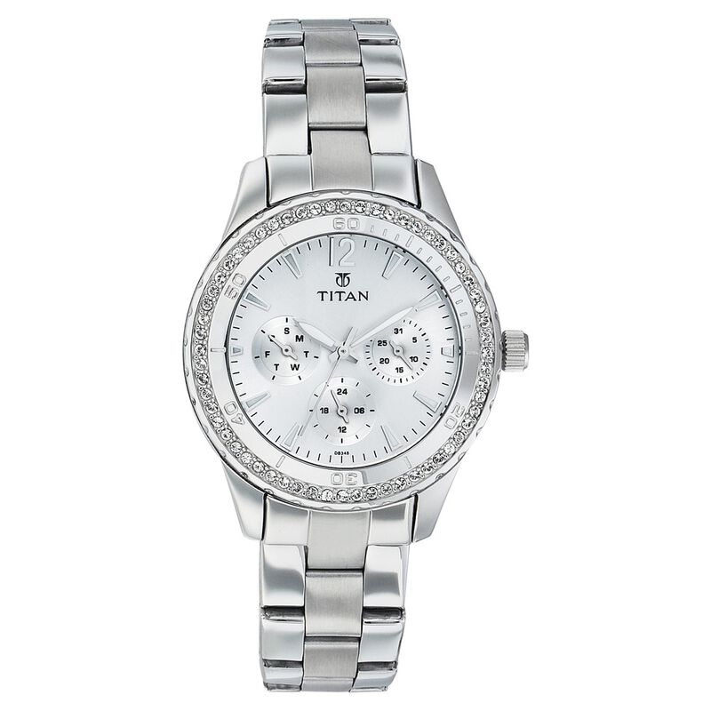 Buy Online Titan Quartz Analog Silver Dial Watch for Women - 9829sm03 ...