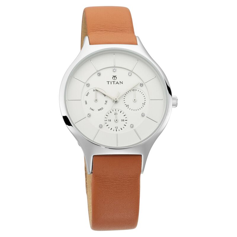 Buy Online Titan Workwear White Dial Women Watch With Leather Strap ...
