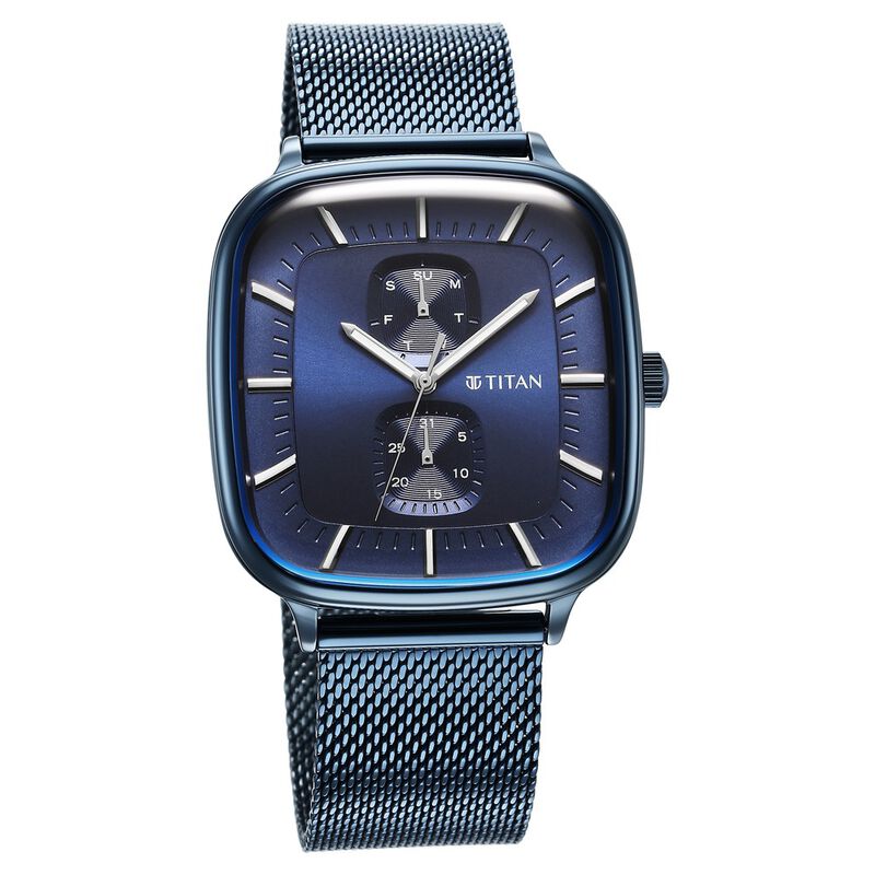 Buy Online Titan Avant Garde Blue Dial Quartz Multifunction Stainless ...