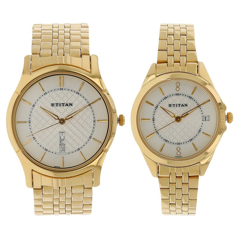 Buy Online Titan Quartz Analog with Day and Date Silver Dial Stainless ...