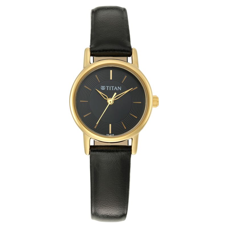 Buy Online Titan Quartz Analog Black Dial Leather Strap Watch for Women ...