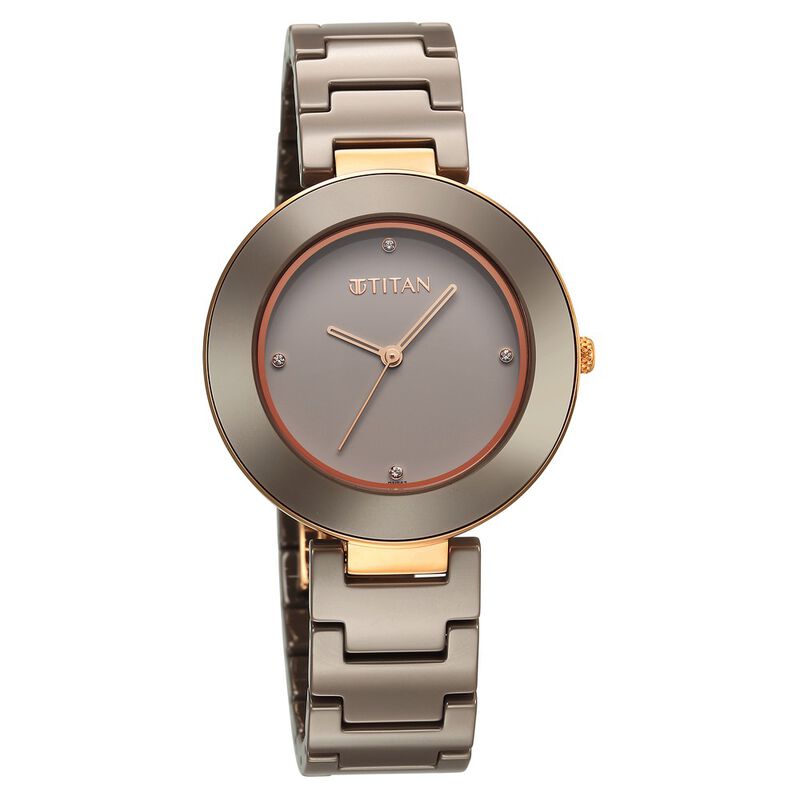 Buy Online Titan Purple Ceramics Brown Dial Analog Ceramic Strap watch ...