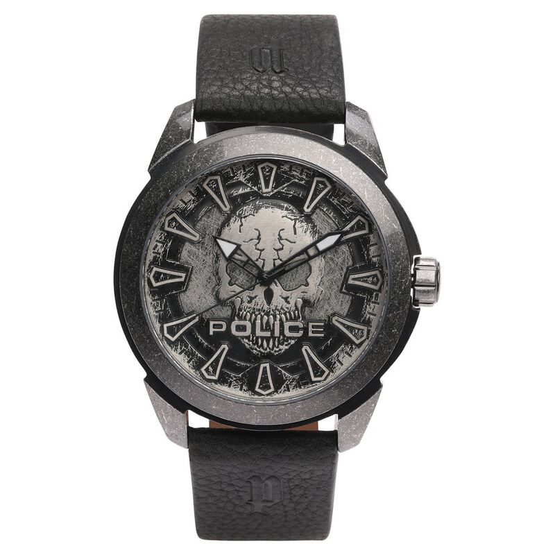 Buy Online Police Quartz Analog with Date Silver Dial Leather Strap ...
