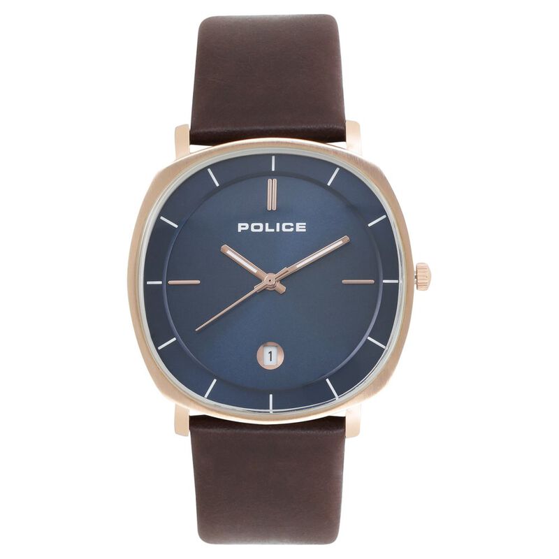 Buy Online Police Quartz Analog Blue Dial Leather Strap Watch for Men ...