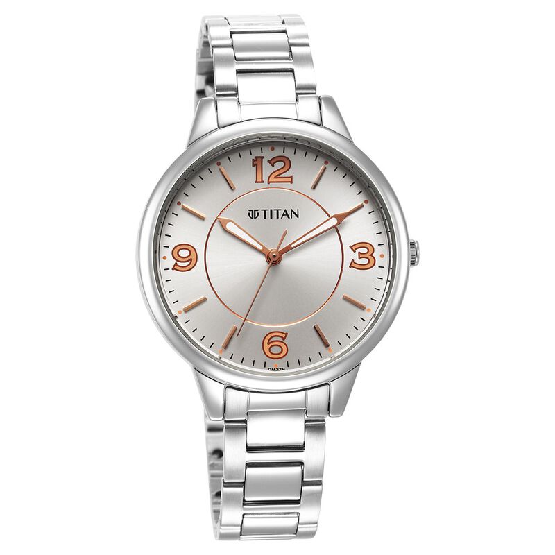 Buy Online Titan Urban Silver White Dial Women Watch With Metal Strap ...
