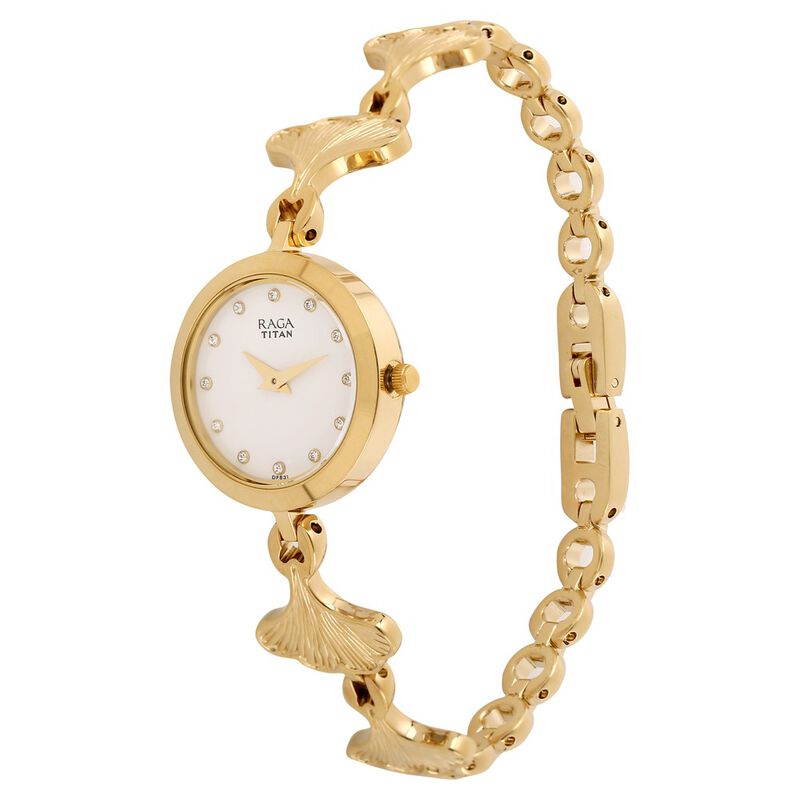 Buy Online Titan Raga Foliage White Dial Analog Metal Strap Watch for ...