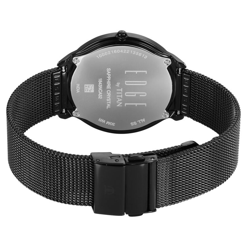 Buy Online Titan Edge Baseline Black Dial Analog Stainless Steel Strap ...