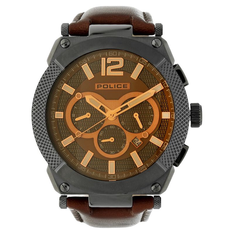 Buy Online Police Quartz Multifunction Grey Dial Leather Strap Watch ...