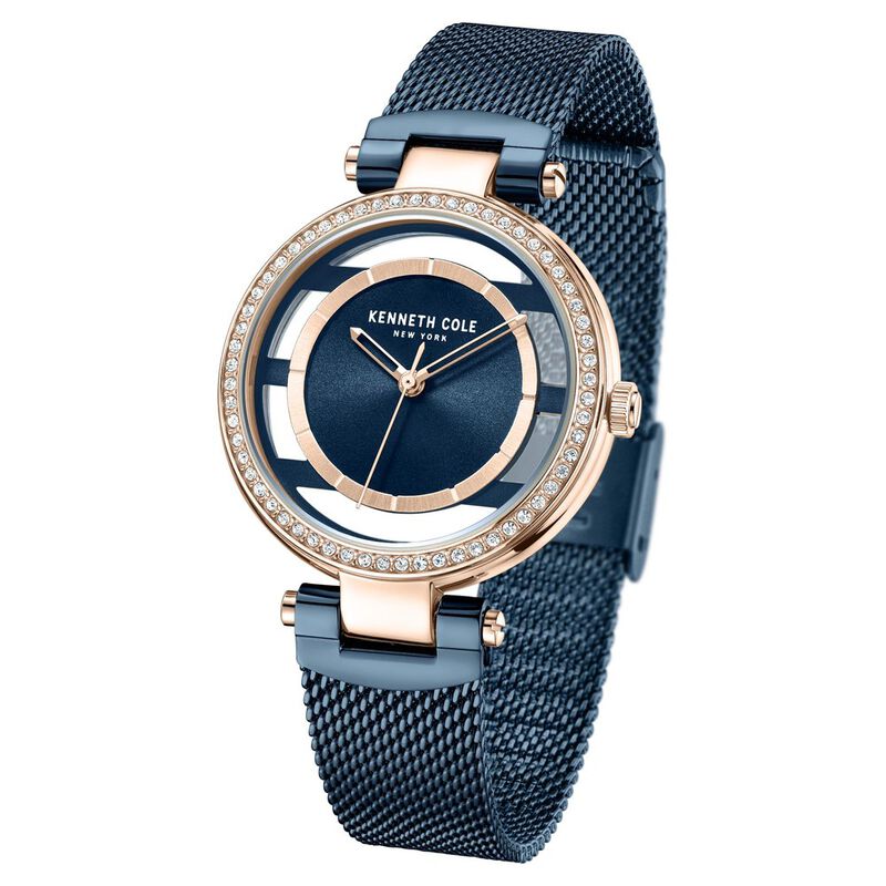 Buy Online Kenneth Cole Quartz Analog Blue Dial Stainless Steel Strap ...