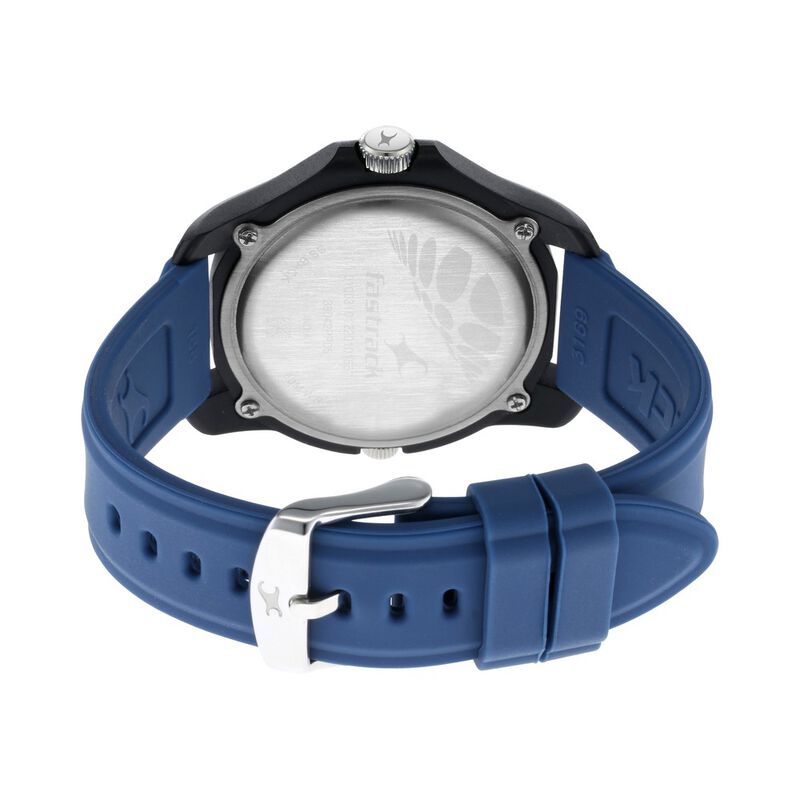 Buy Online Fastrack Dual Time Quartz Analog Blue Dial Silicone Strap ...